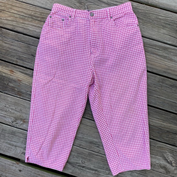 bill blass | Jeans | Vintage Pink And White Checkered Capris | Poshmark